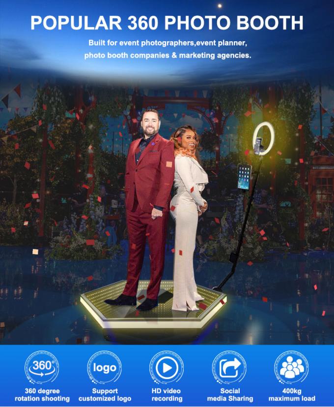 350kg Load 360 Rotating Photo Booth 85cm Selfie Wedding Intelligent ...